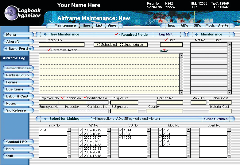 Internet Maintenance Tracking System | Aviation Pros