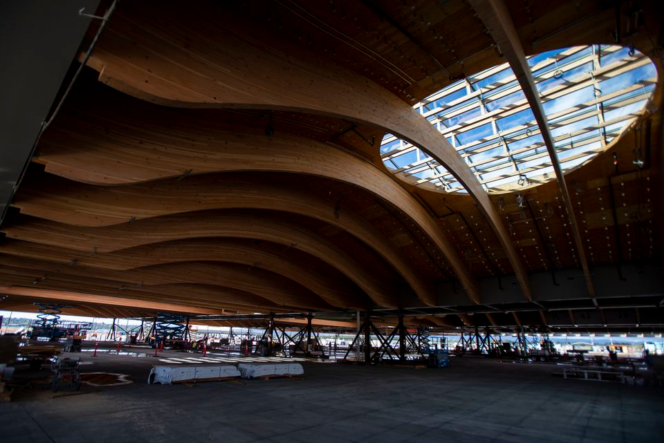 PDX Offers Early Look at Construction of Massive New Wooden Roof ...